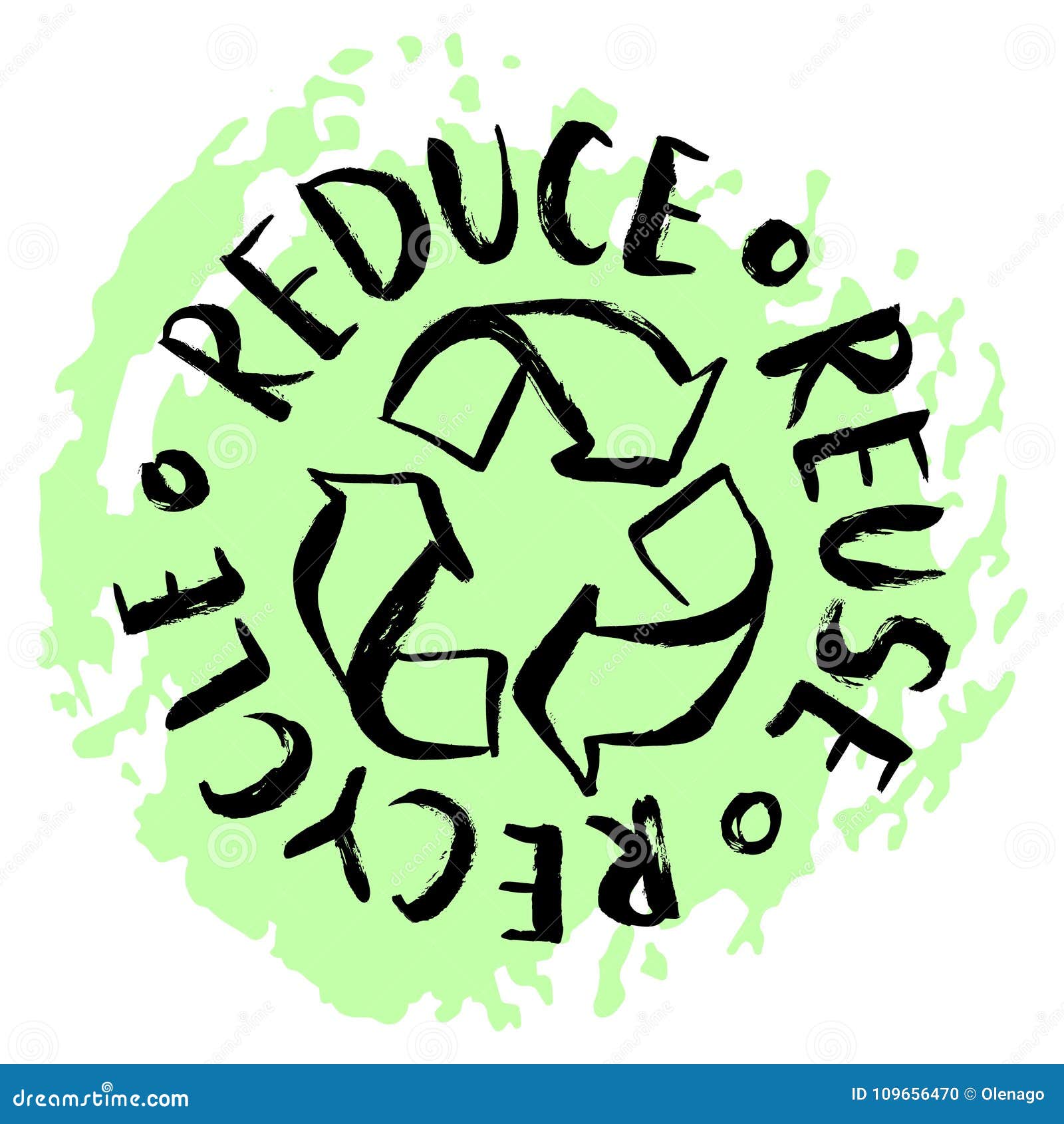 Reduce, Reuse, Recycle. Hand Drawn Recycling Sign Vector Illustration ... Reduce, Reuse, Recycle. Hand Drawn Recycling Sign Vector Illustration ...