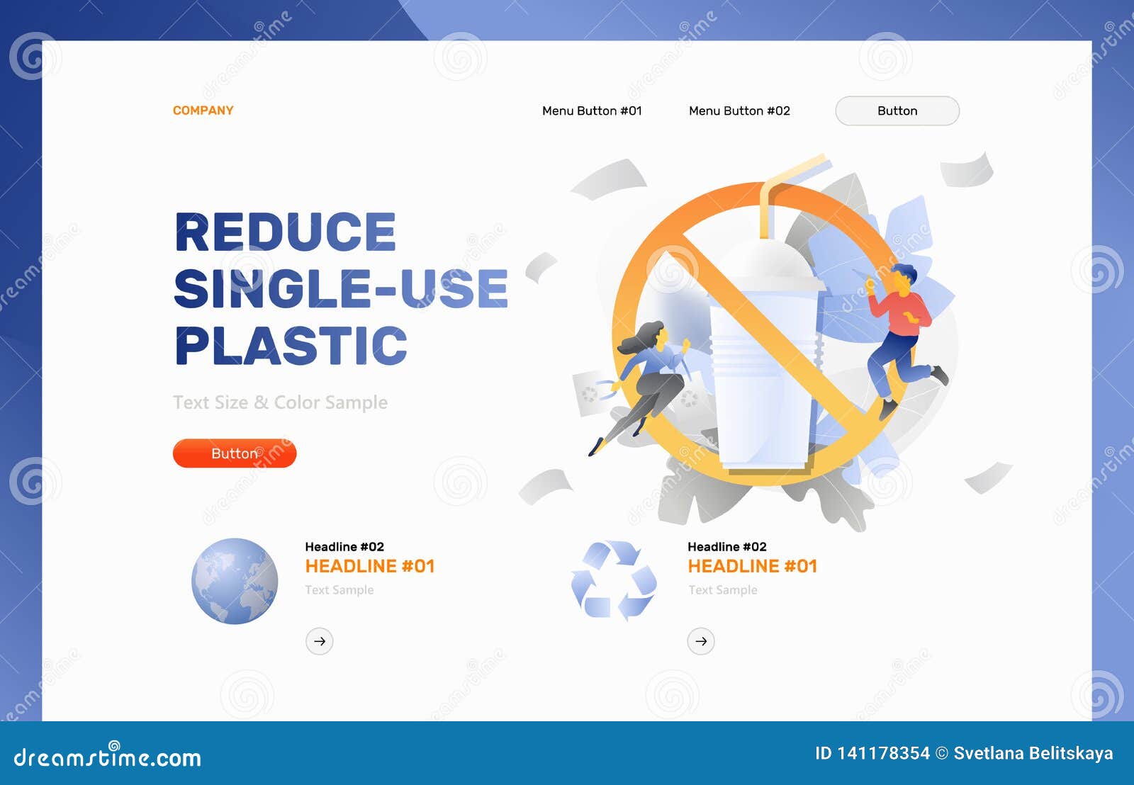 Reduce Single-Use Plastic Web Template Stock Vector - Illustration of ...