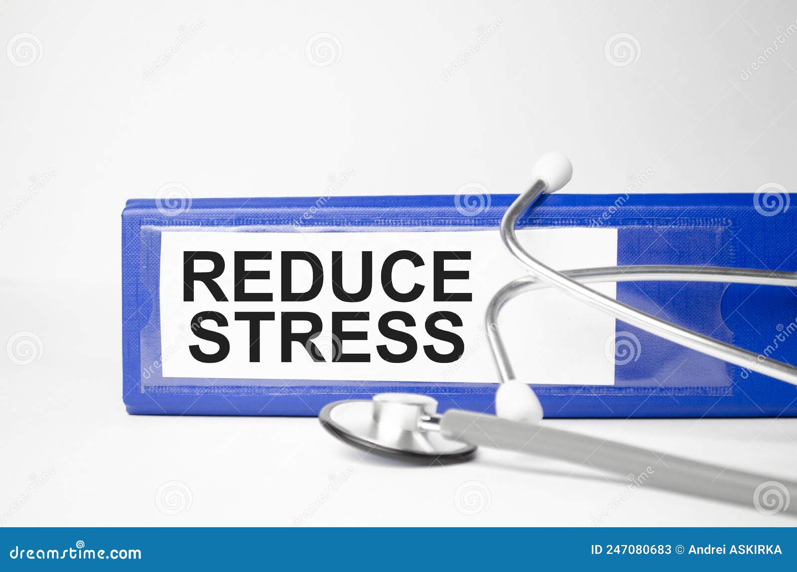 REDUCE STRESS - Business Concept, Message on the Sticker on the Folder ...