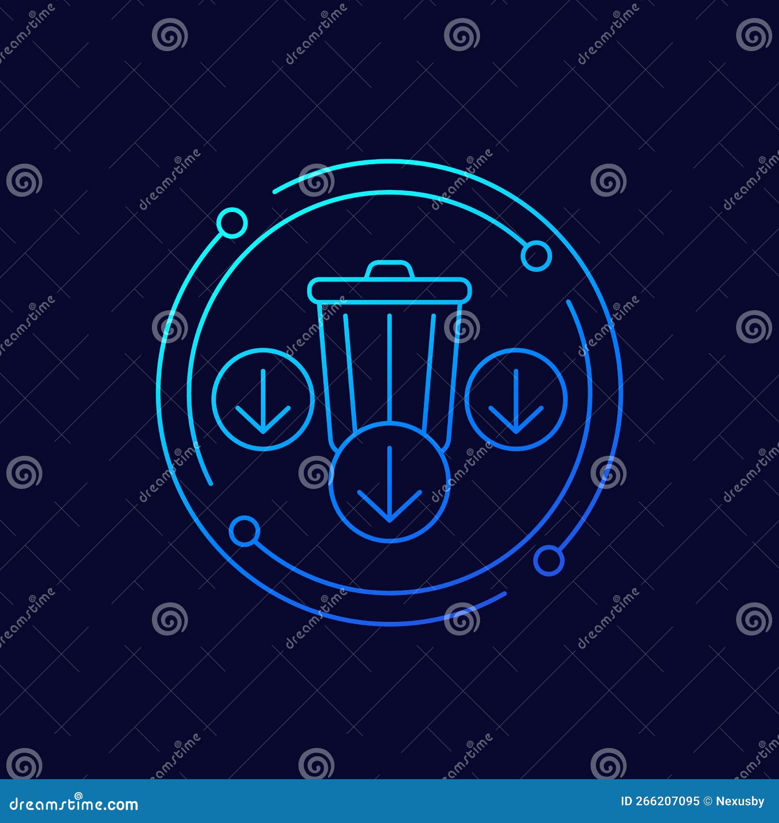 Reduce Waste Line Vector Icon with a Trash Bin Stock Vector ...