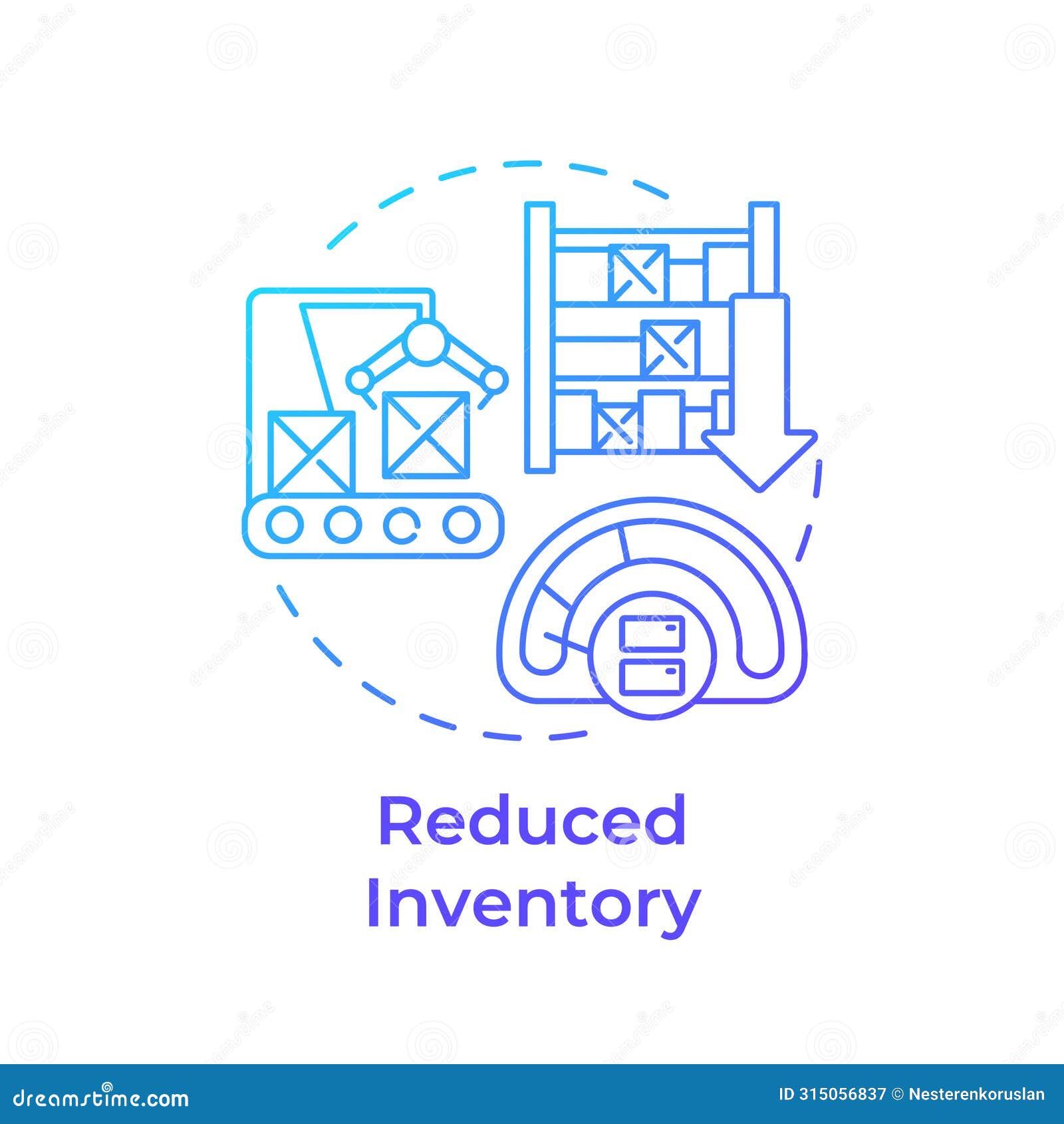 Reduced Inventory Blue Gradient Concept Icon Stock Vector ...