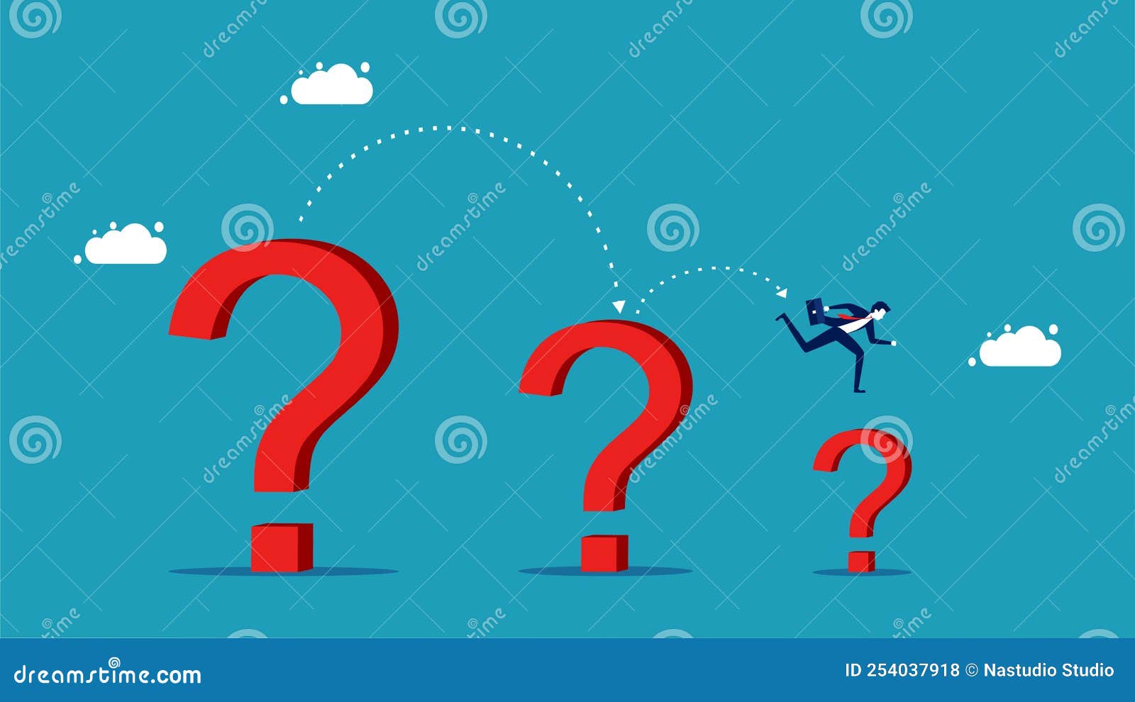 Reduced Problems. Businesswomen Run On Shrinking Question Marks. Vector ...