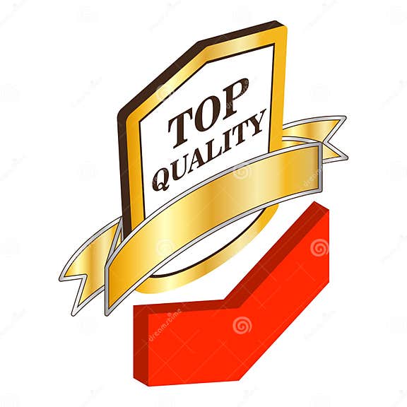 Reduced Quality Icon Isometric Vector. Gold Top Quality Sign and Red ...