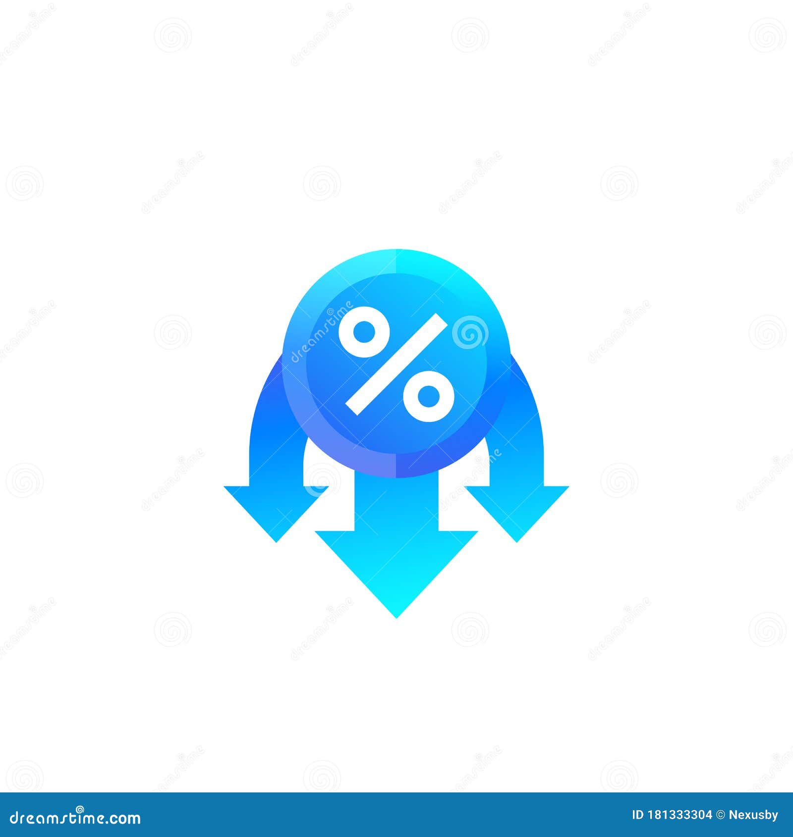 Reduced Rate, Percent Down Icon Stock Vector - Illustration of arrow ...