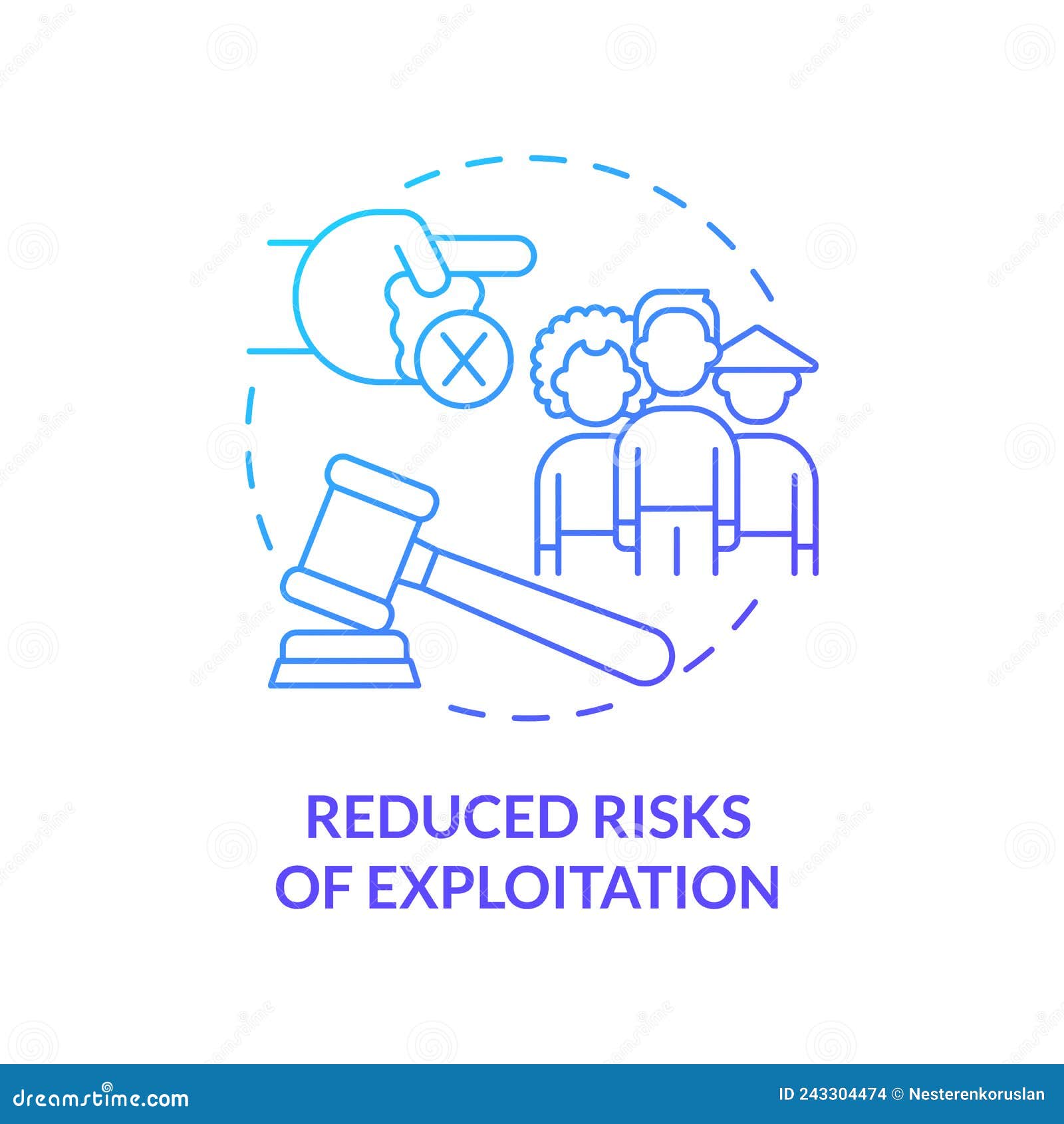 Reduced Risks of Exploitation Blue Gradient Concept Icon Stock Vector ...