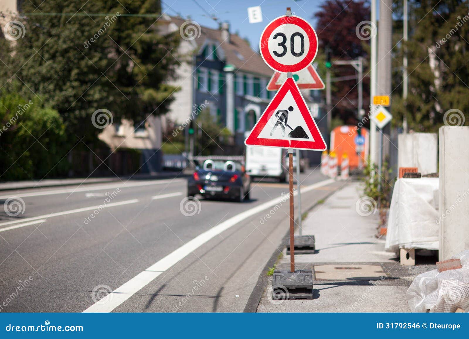 Reduced Speed Limit for Roadworks Sign Stock Photo - Image of ... Reduced Speed Limit for Roadworks Sign Stock Photo - Image of ...