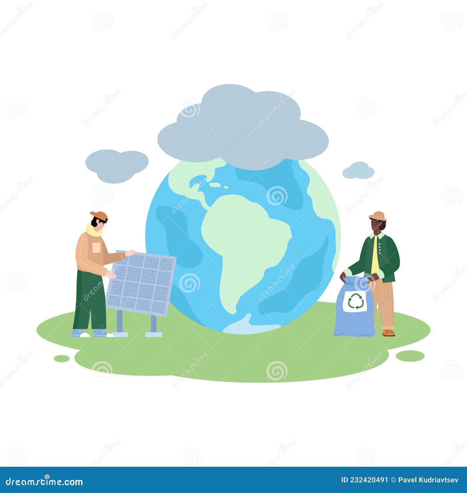 Reducing Effect of Global Warming Banner Flat Vector Illustration ...
