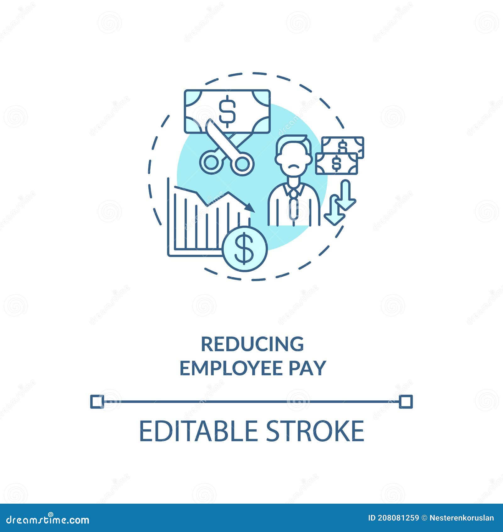 Reducing Employee Pay Concept Icon Stock Vector - Illustration of ...