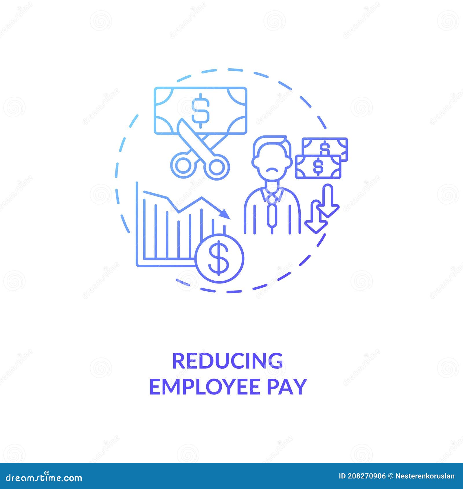 Reducing Employee Pay Concept Icon Stock Vector - Illustration of ...