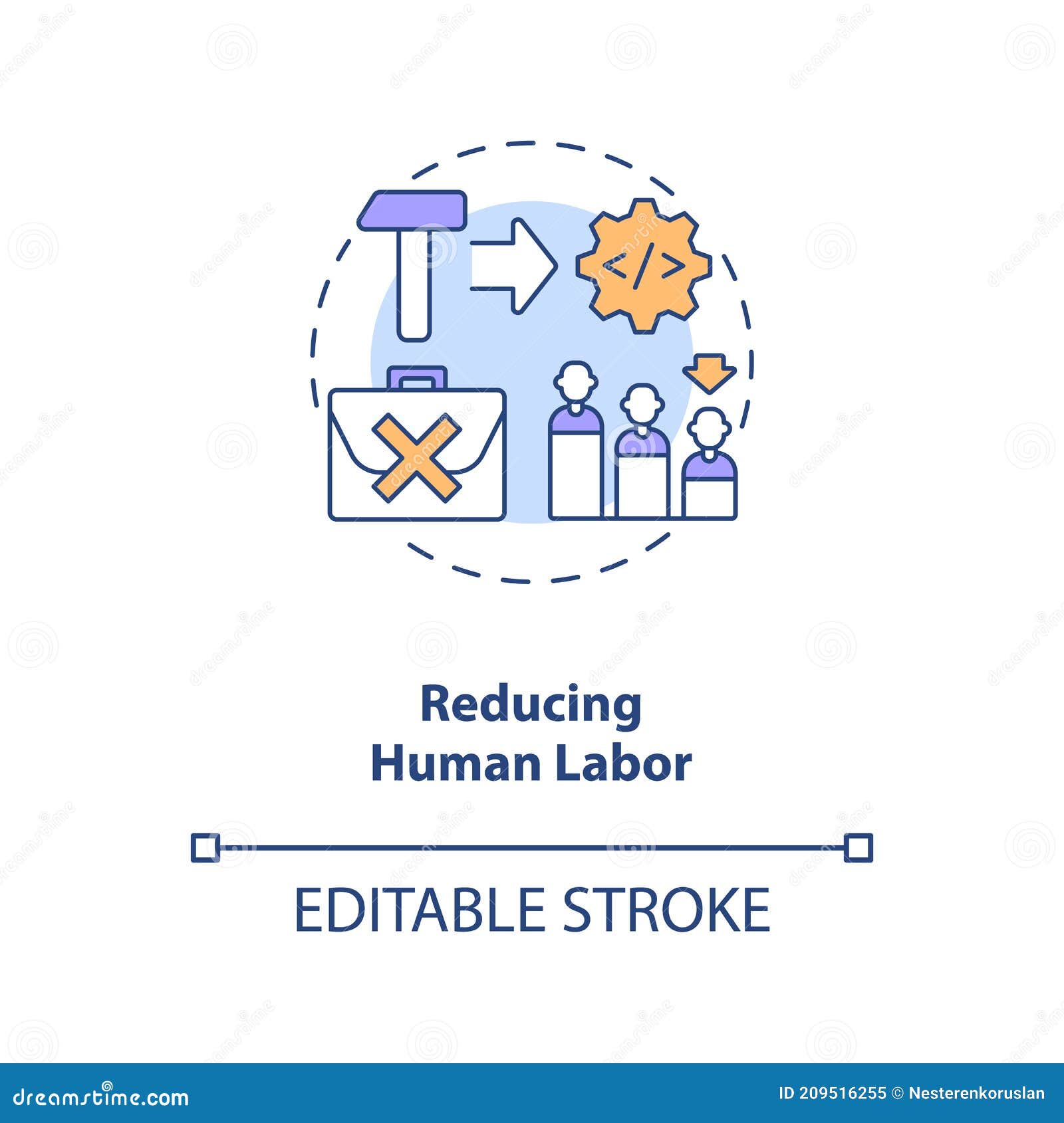 Reducing Human Labor Concept Icon Stock Vector - Illustration of ...