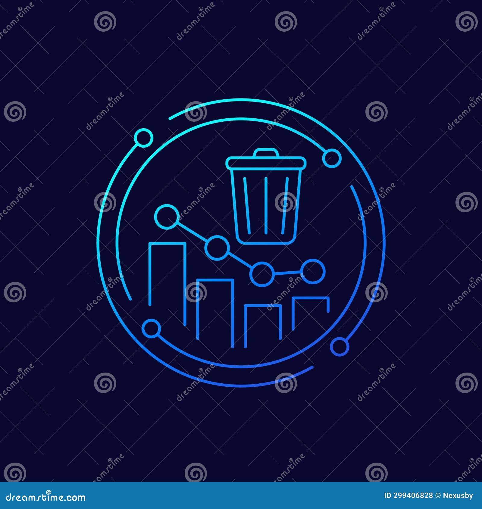 Reducing Waste Icon With A Chart, Linear Design Vector Illustration ...