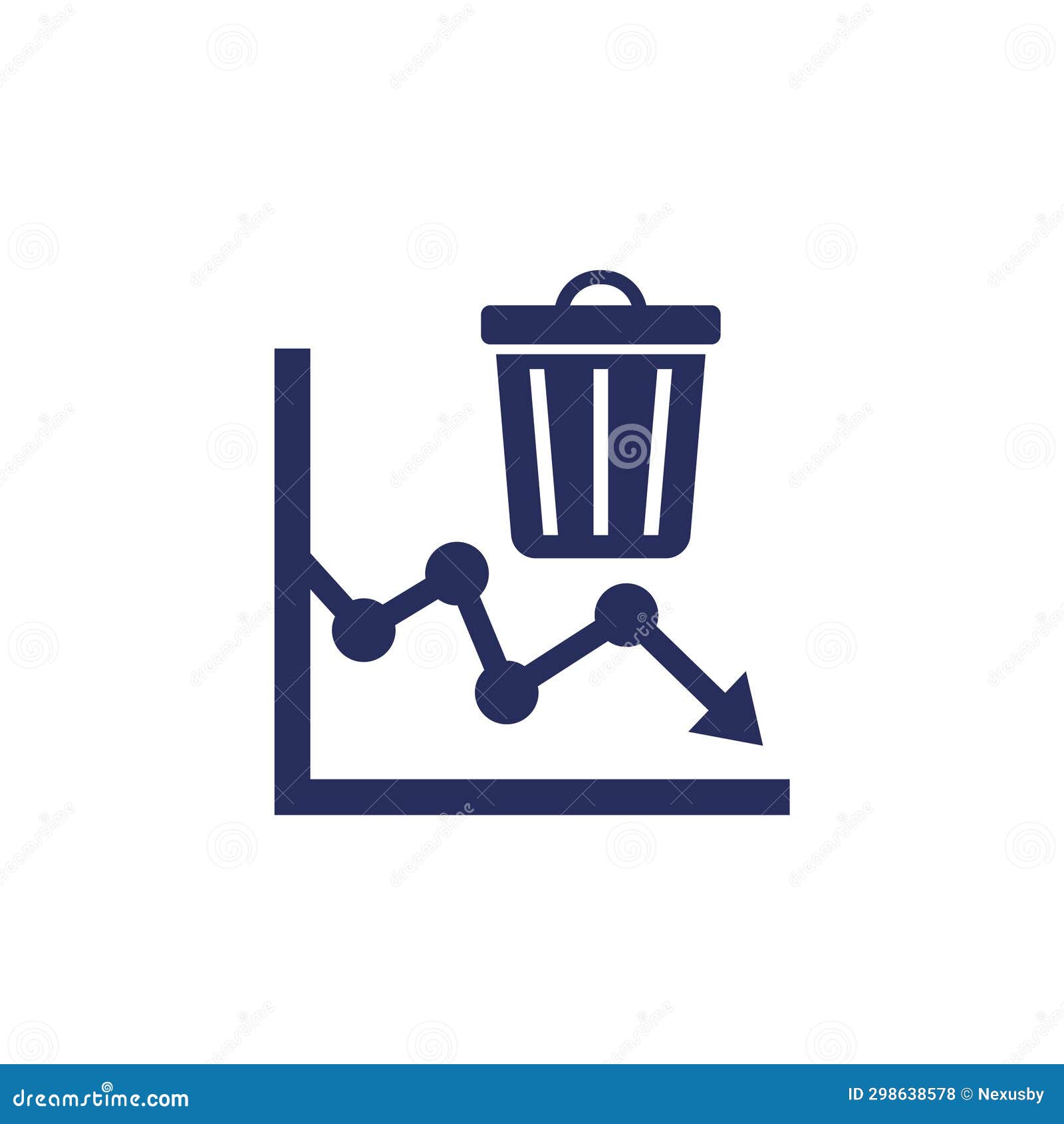 Reducing Waste Icon With A Chart, Linear Design Vector Illustration ...