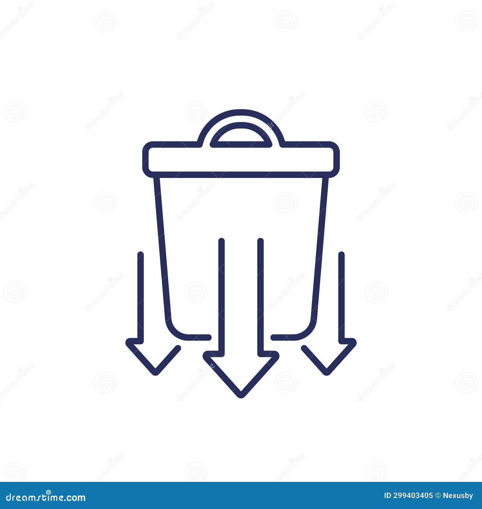 Reducing Waste Line Icon with a Trash Bin Stock Illustration ...