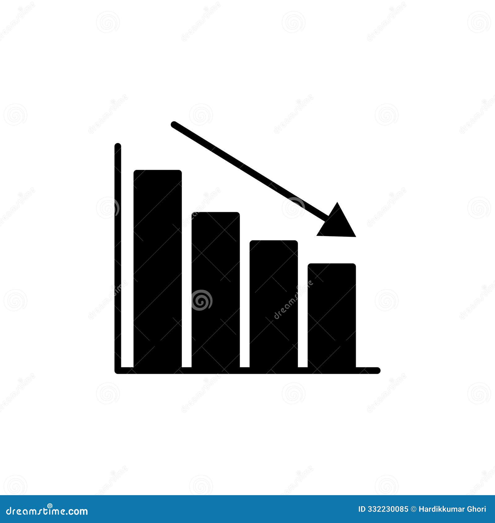 Reduction Chart Icon Set. Downward Graph Vector Symbol in a Black ...