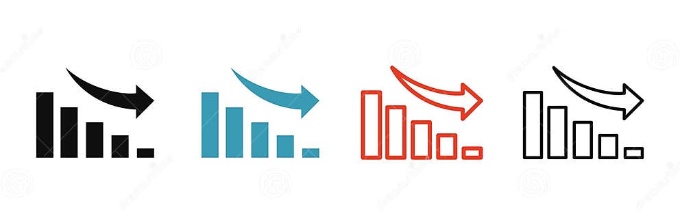 Reduction Chart Icon Set Depicting Data Reduction Symbols.Vector ...