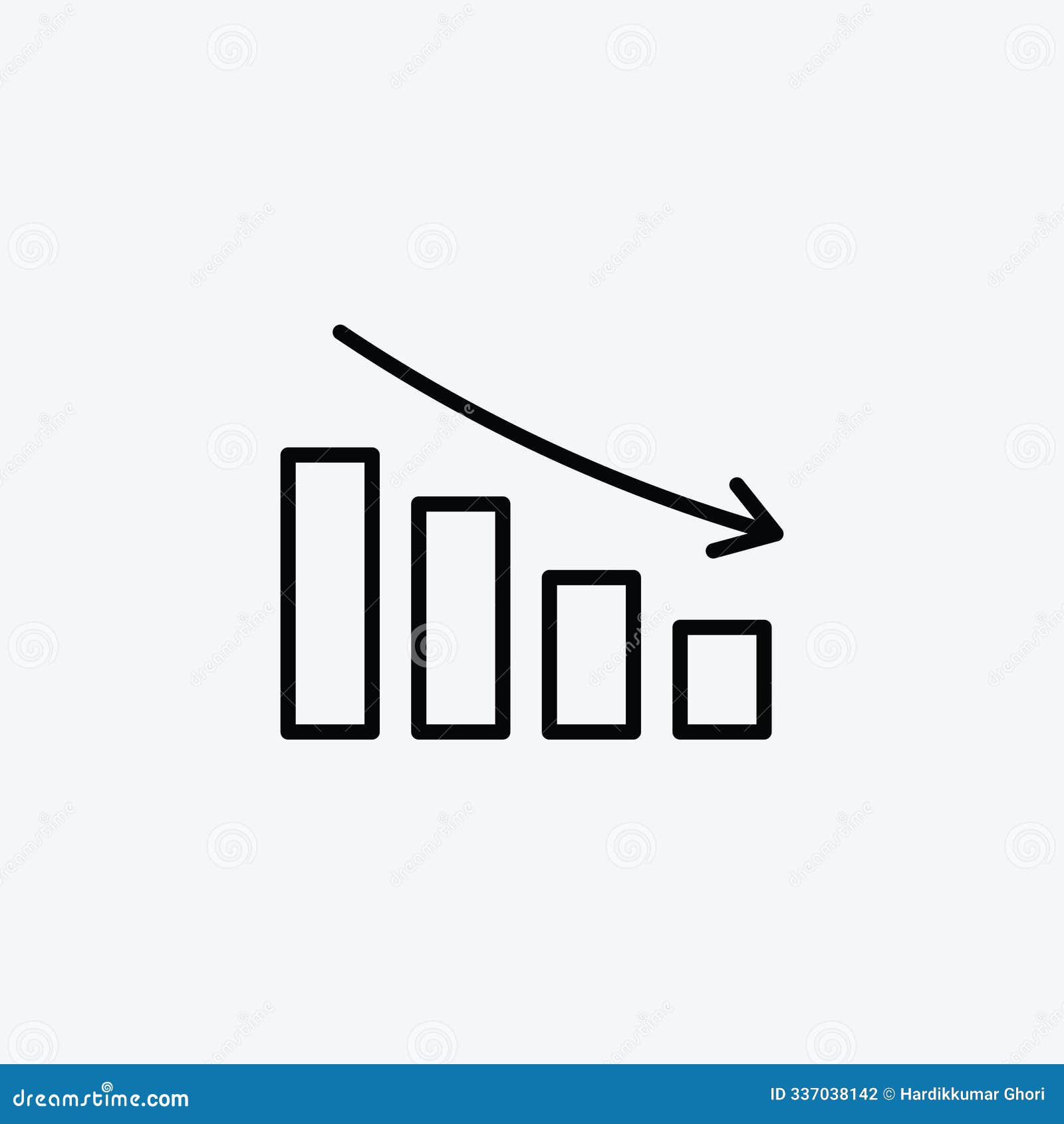 Reduction Chartline in Thin Line Black Color. Flat Simple Vector ...