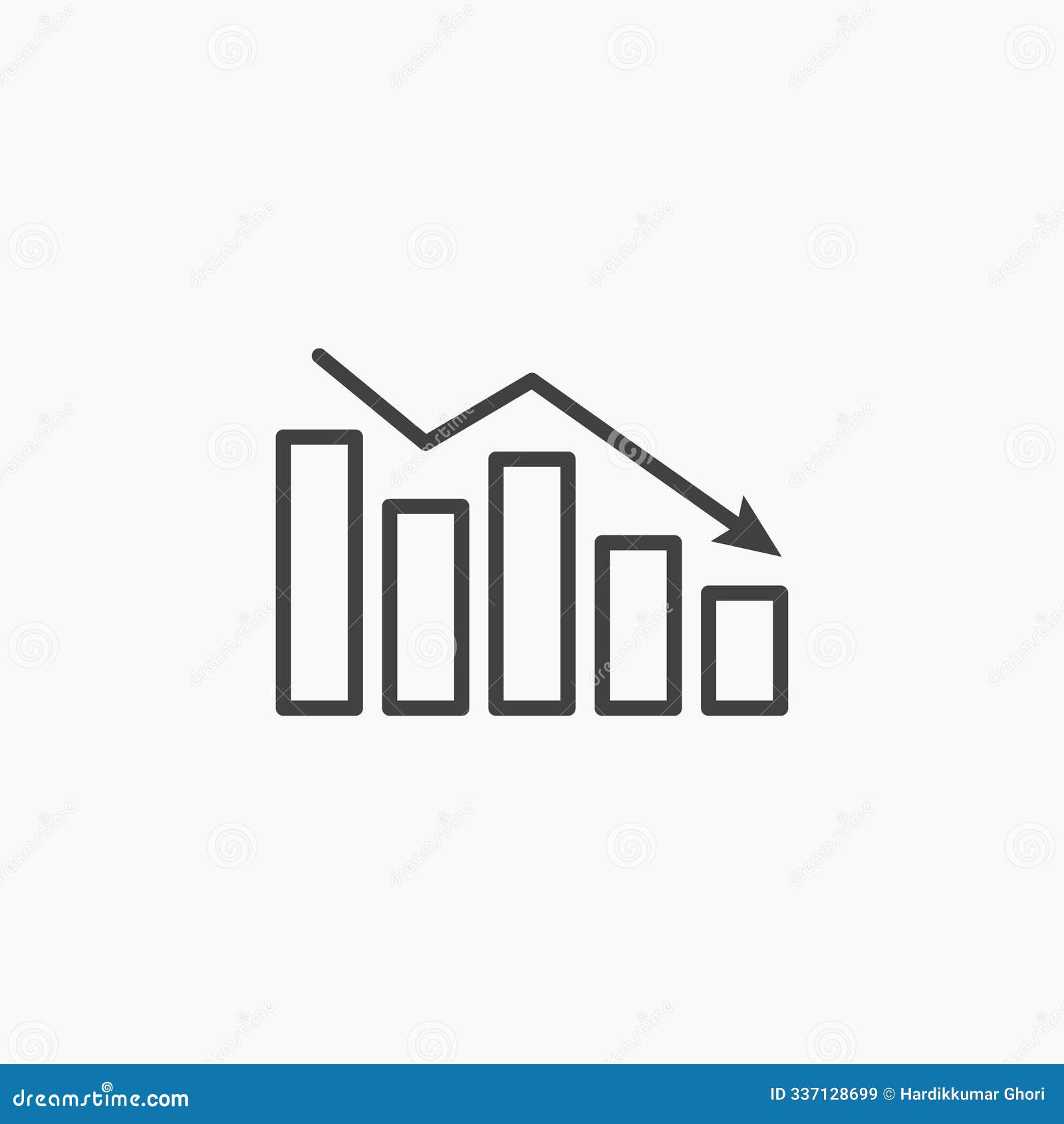 Reduction Chartline in Thin Line Black Color. Flat Simple Vector ...