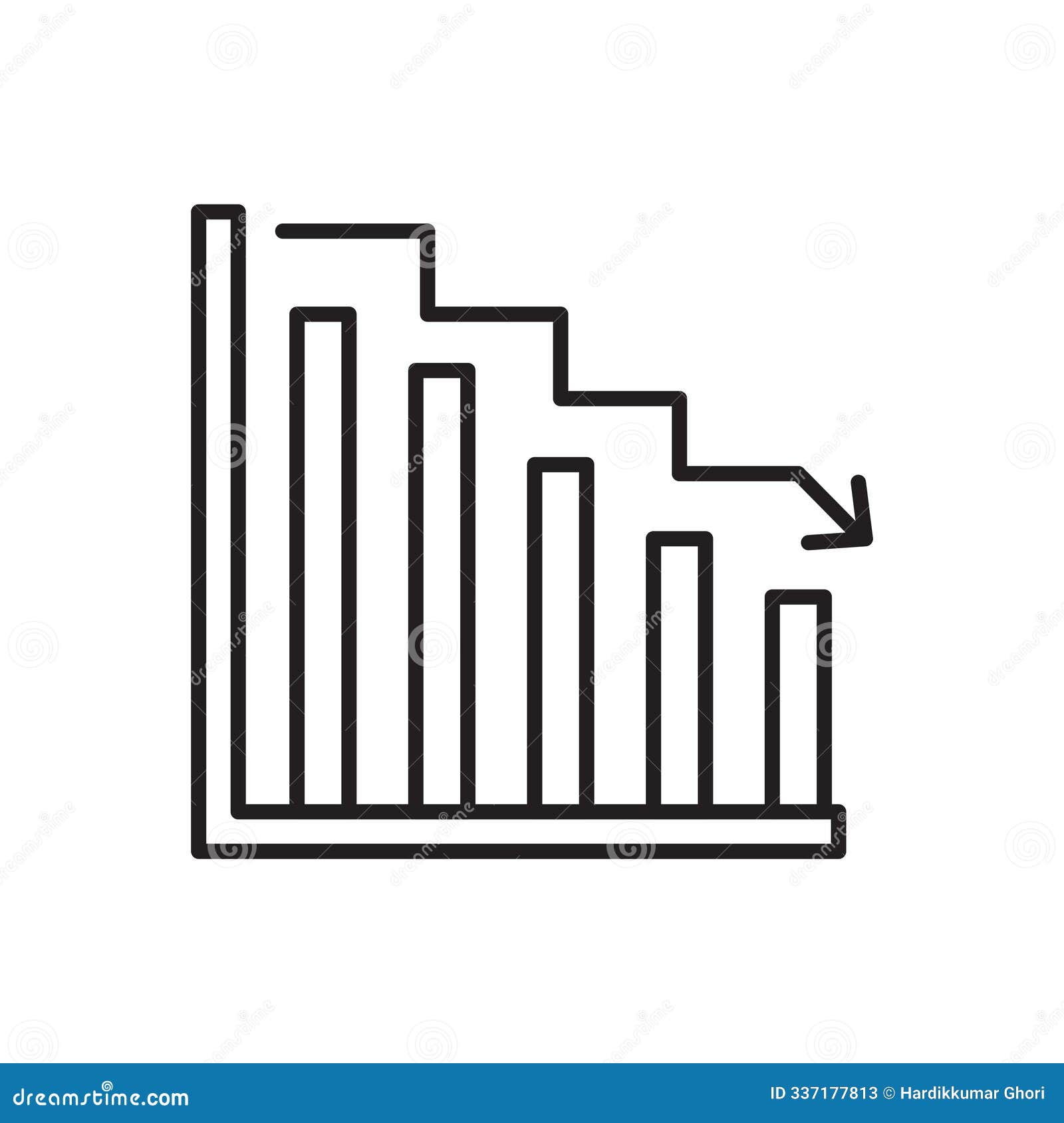 Reduction Chartline in Thin Line Black Color. Flat Simple Vector ...