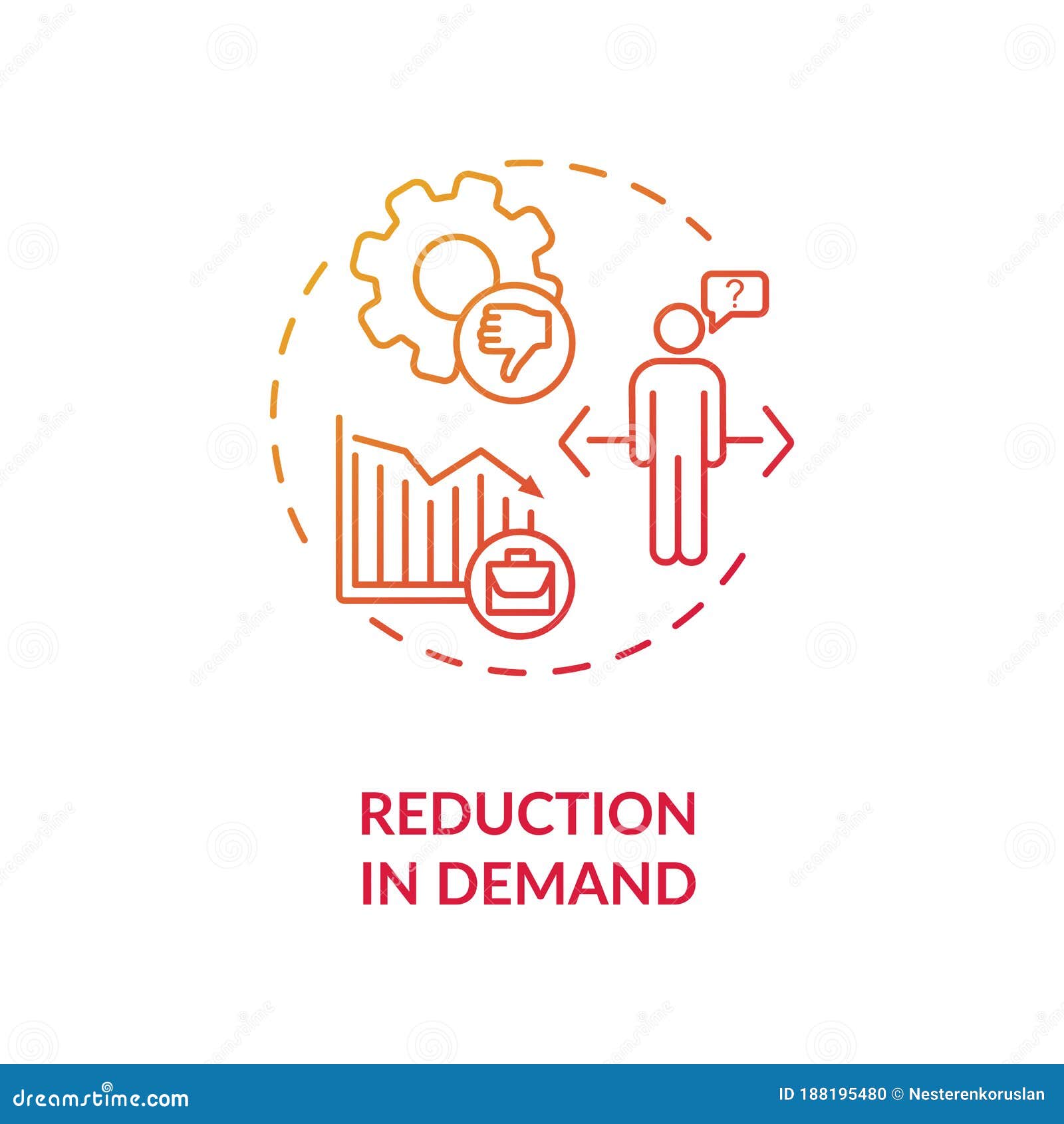 Reduction in Demand Red Gradient Concept Icon Stock Vector ...