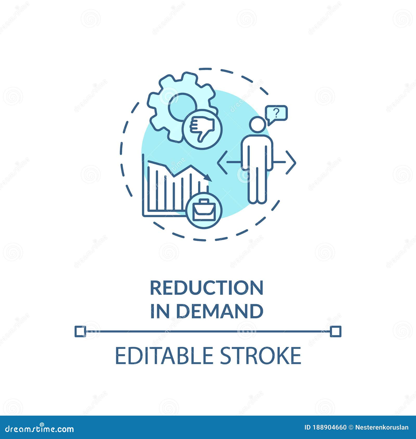 Reduction in Demand Turquoise Concept Icon Stock Vector - Illustration ...