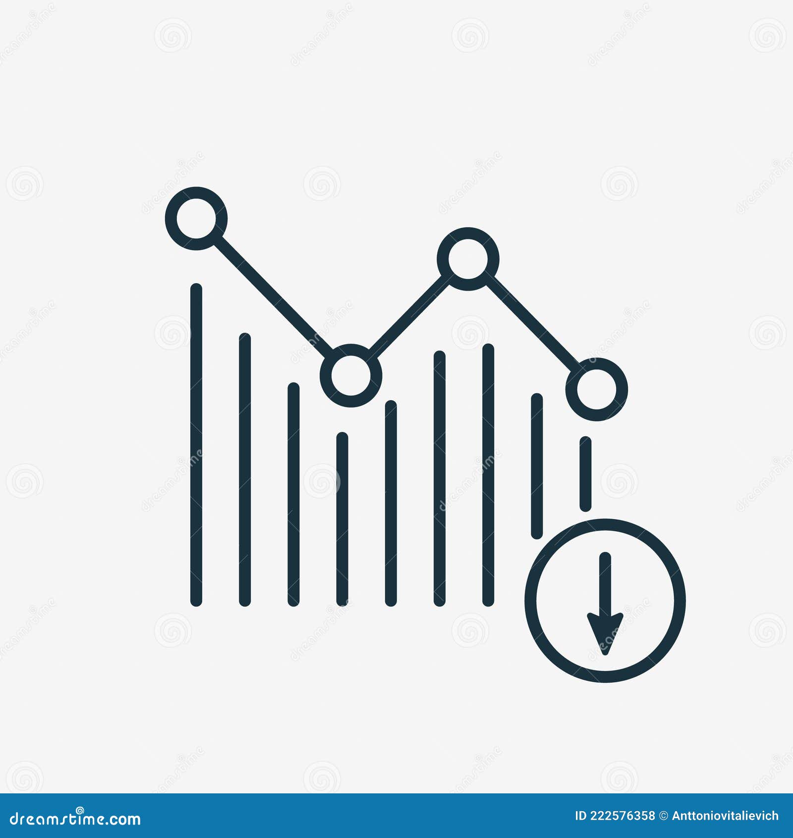 Reduction Graph Linear Icon. Decrease of Graphic Bar with Arrow Down ...