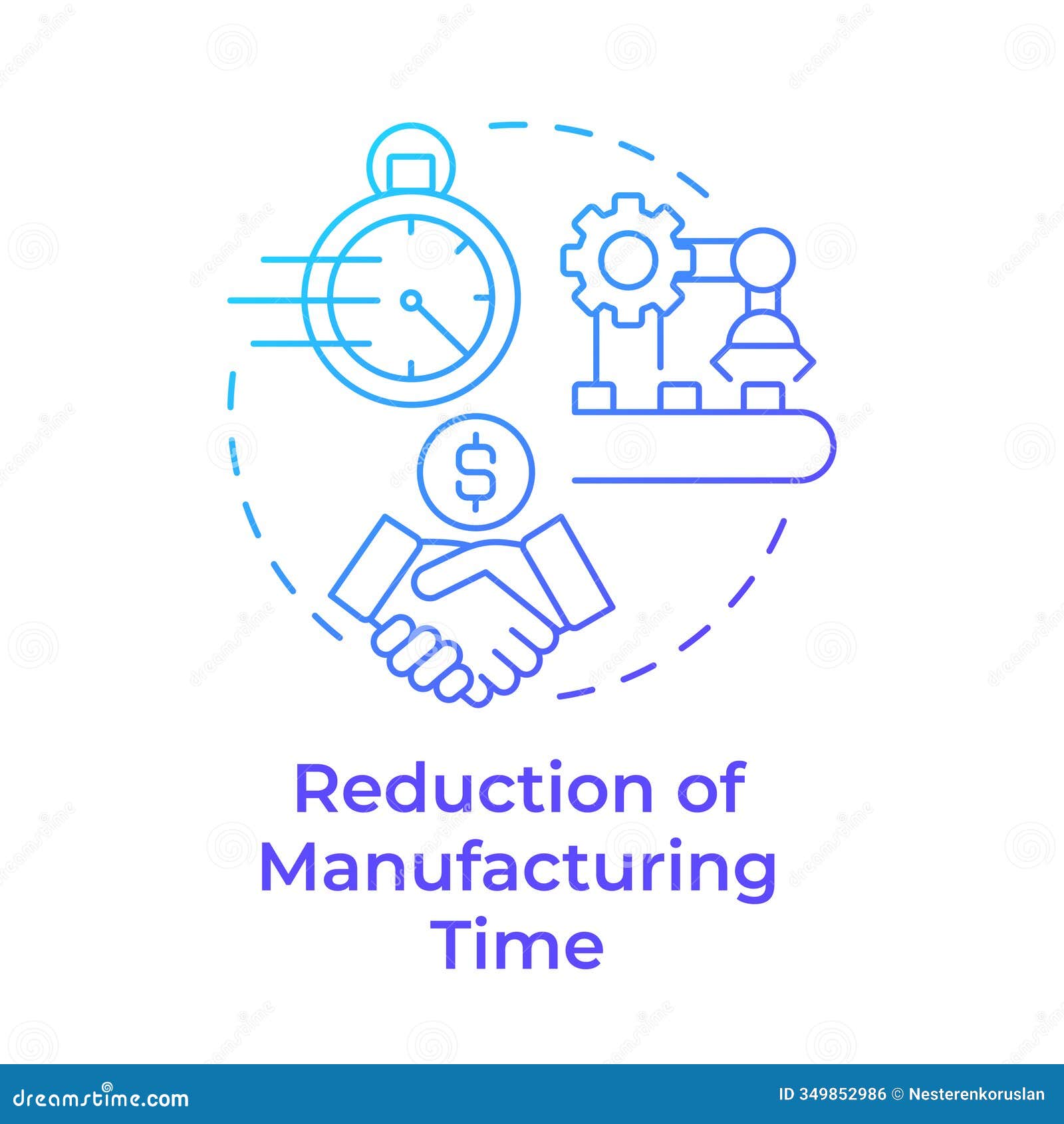 Reduction of Manufacturing Time Blue Gradient Concept Icon Stock Vector ...