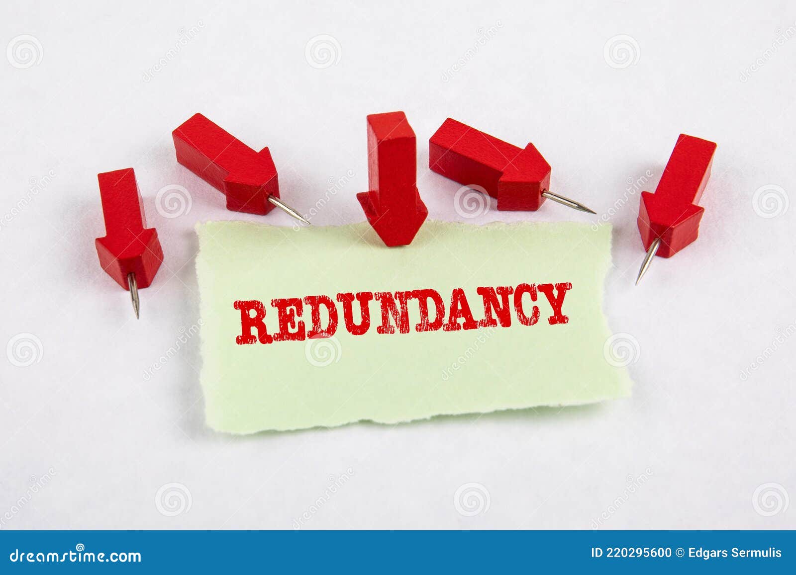 Redundancy. Note Sheet and Red Arrows on White Paper Background Stock ...