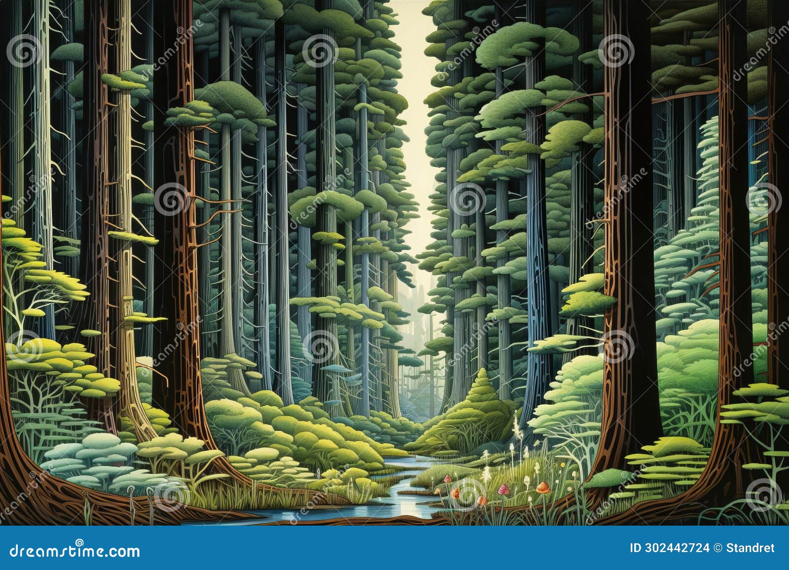 Redwood Forest Vector Image. Beautiful Illustration Picture Stock ...