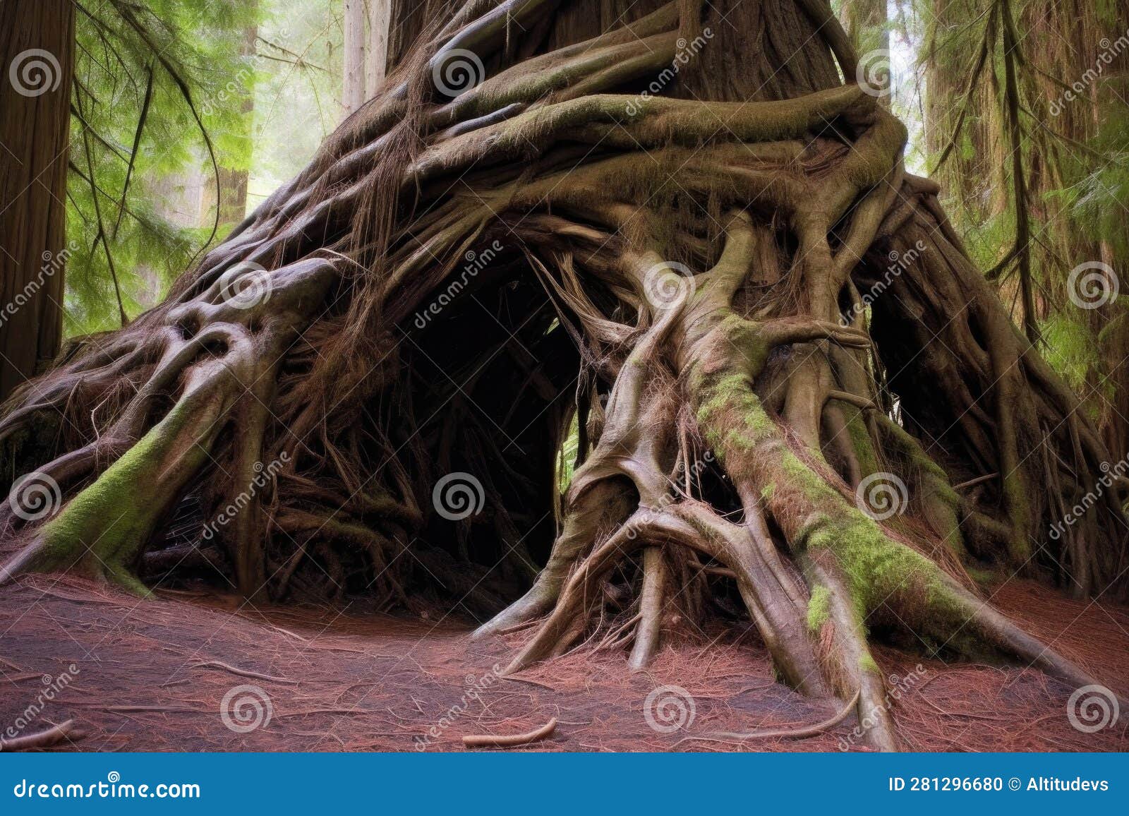 Redwood Tree Roots Intertwining Stock Illustration - Illustration of ...
