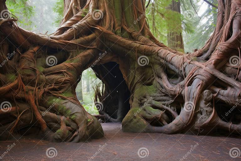 Redwood Tree Roots Intertwining Stock Illustration - Illustration of ...