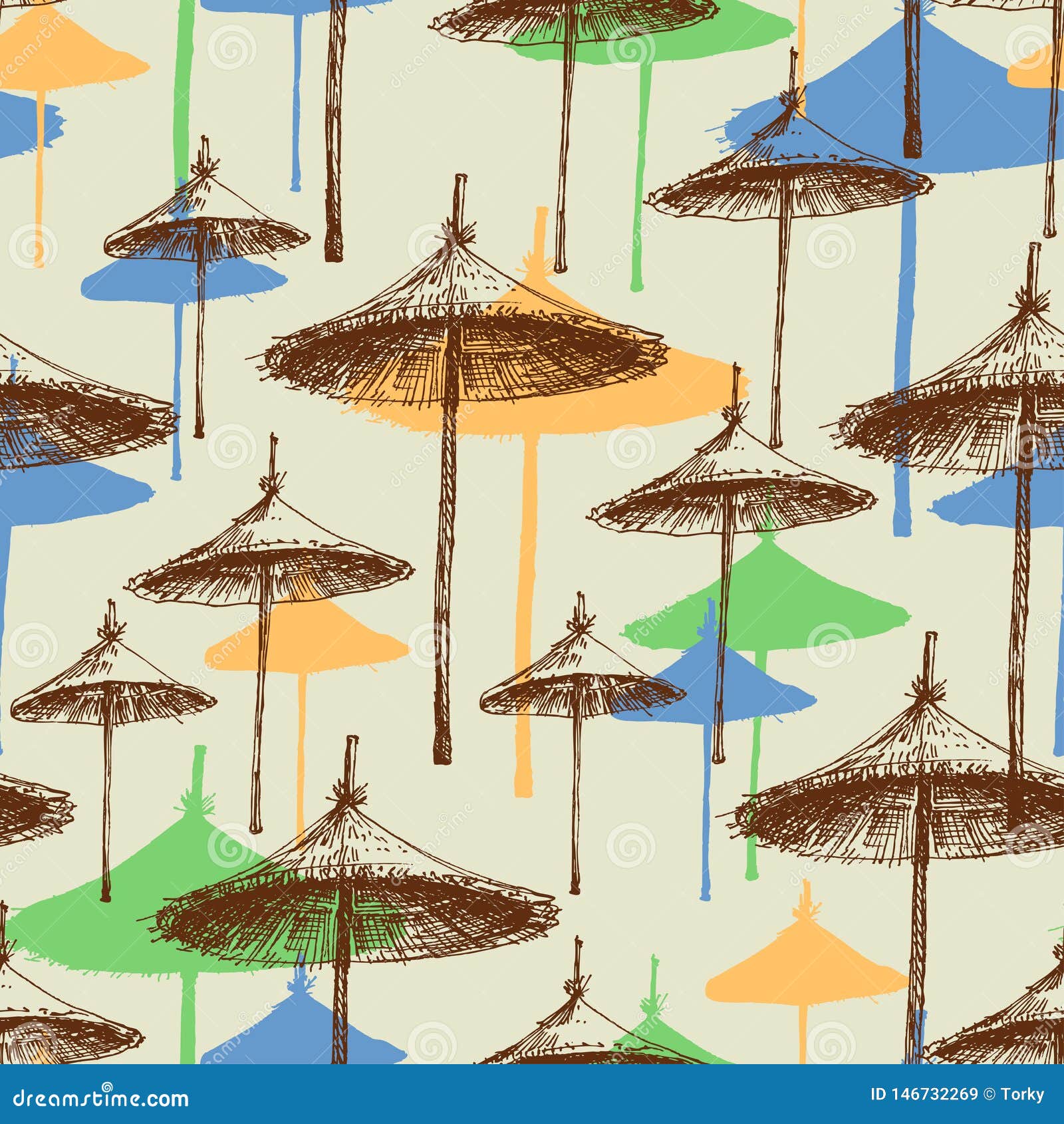 Reed Beach Umbrellas Colorful Seamless Pattern Stock Vector ...