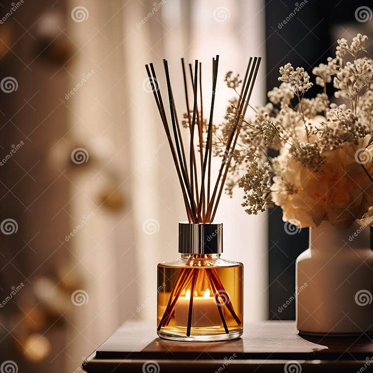 Reed Diffuser Bottle Mockup, Aroma Diffuser in Luxurious Beige and ...