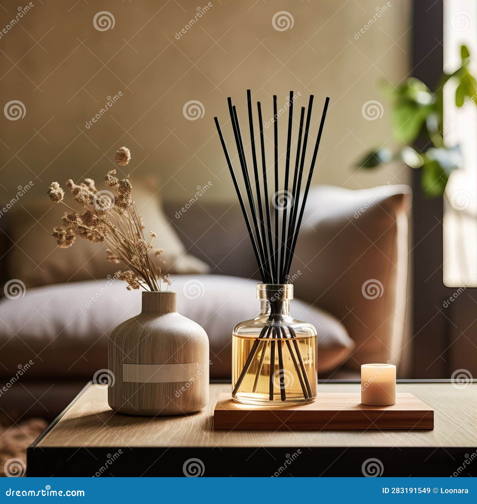 Reed Diffuser Bottle Mockup, Aroma Diffuser in Luxurious Beige and ...