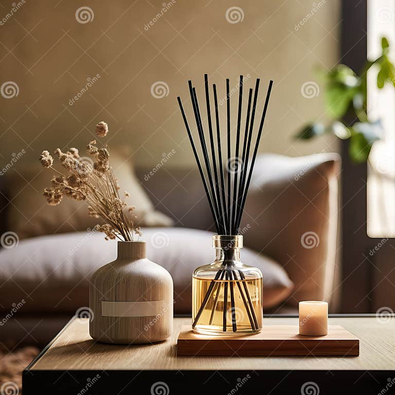 Reed Diffuser Bottle Mockup, Aroma Diffuser in Luxurious Beige and ...