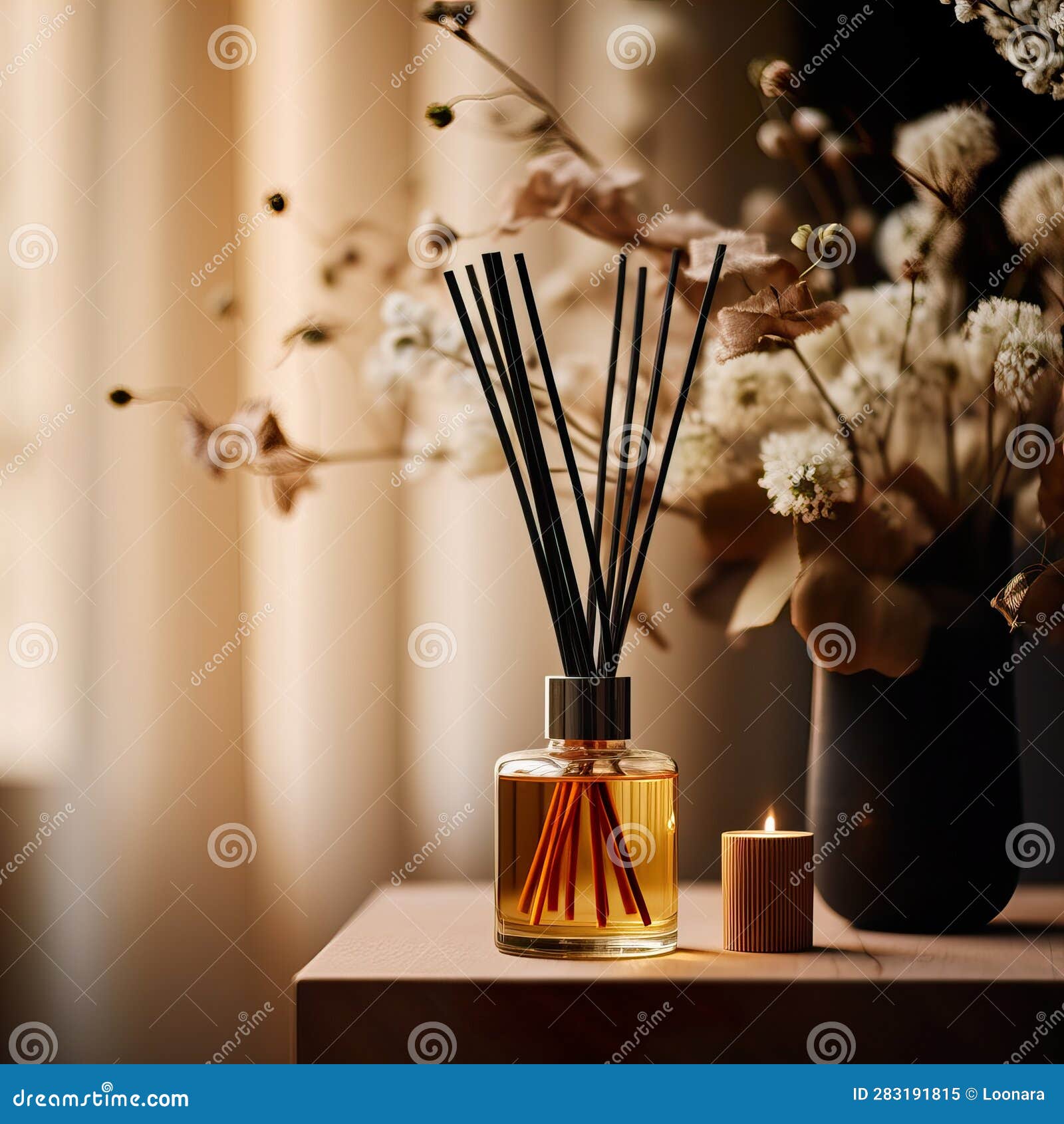 Reed Diffuser Bottle Mockup, Aroma Diffuser in Luxurious Beige and ...