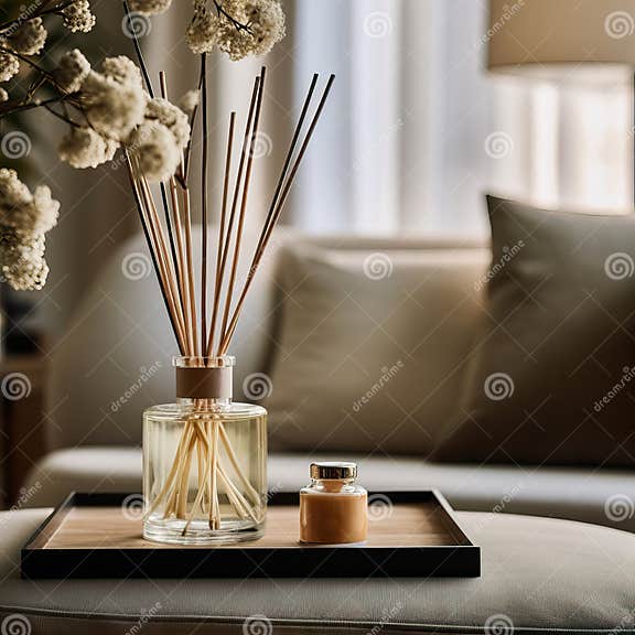 Reed Diffuser Bottle Mockup, Aroma Diffuser in Luxurious Beige and ...