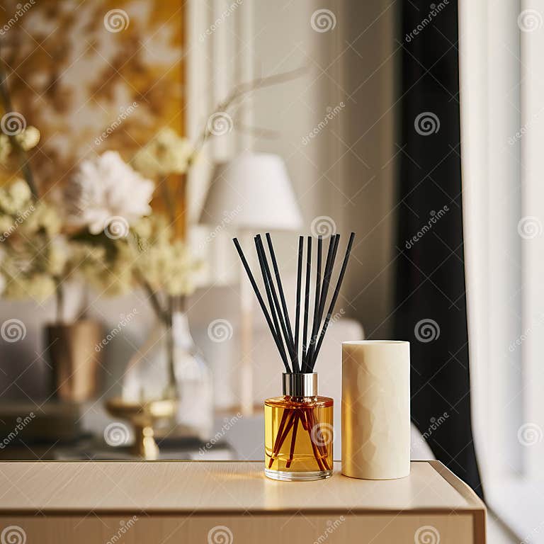 Reed Diffuser Bottle Mockup, Aroma Diffuser in Luxurious Beige and ...