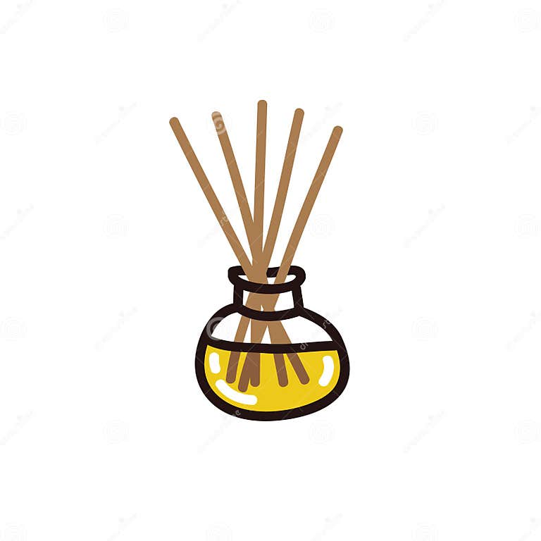 Reed Diffuser with Essential Oils Doodle Icon, Vector Illustration ...
