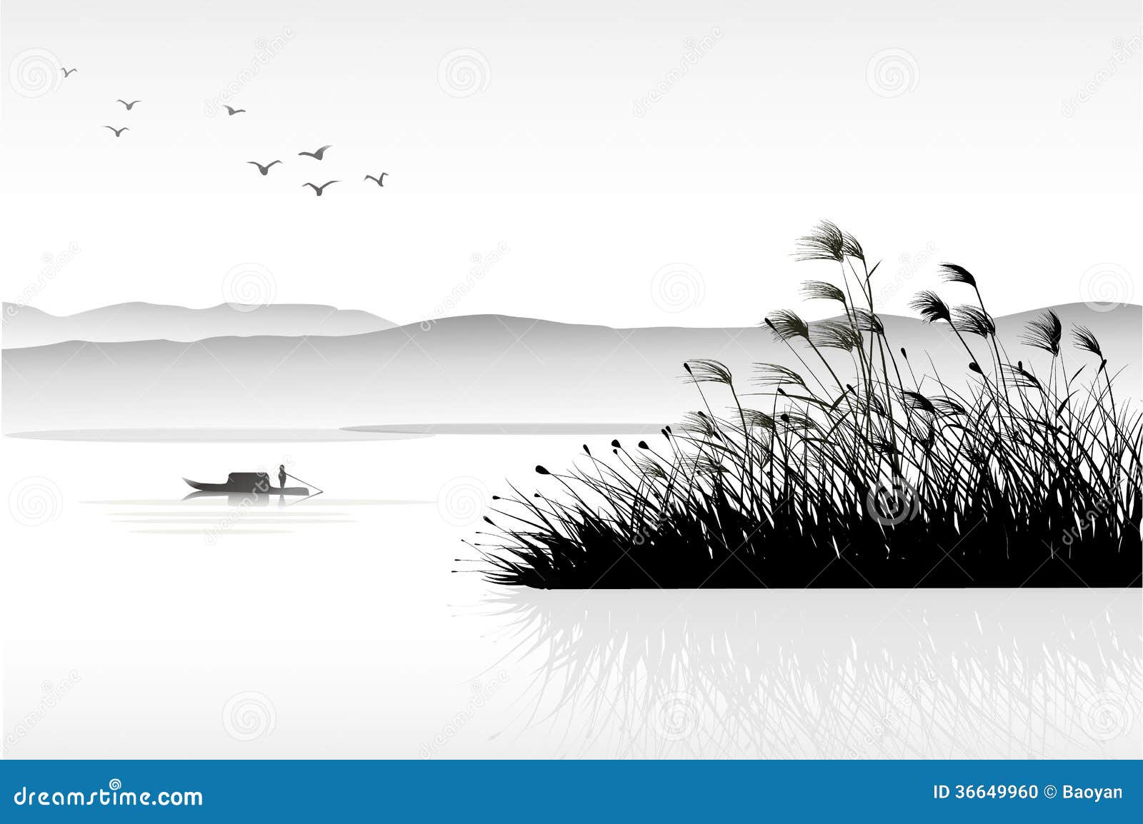 Reed painting stock vector. Illustration of traditional - 36649960