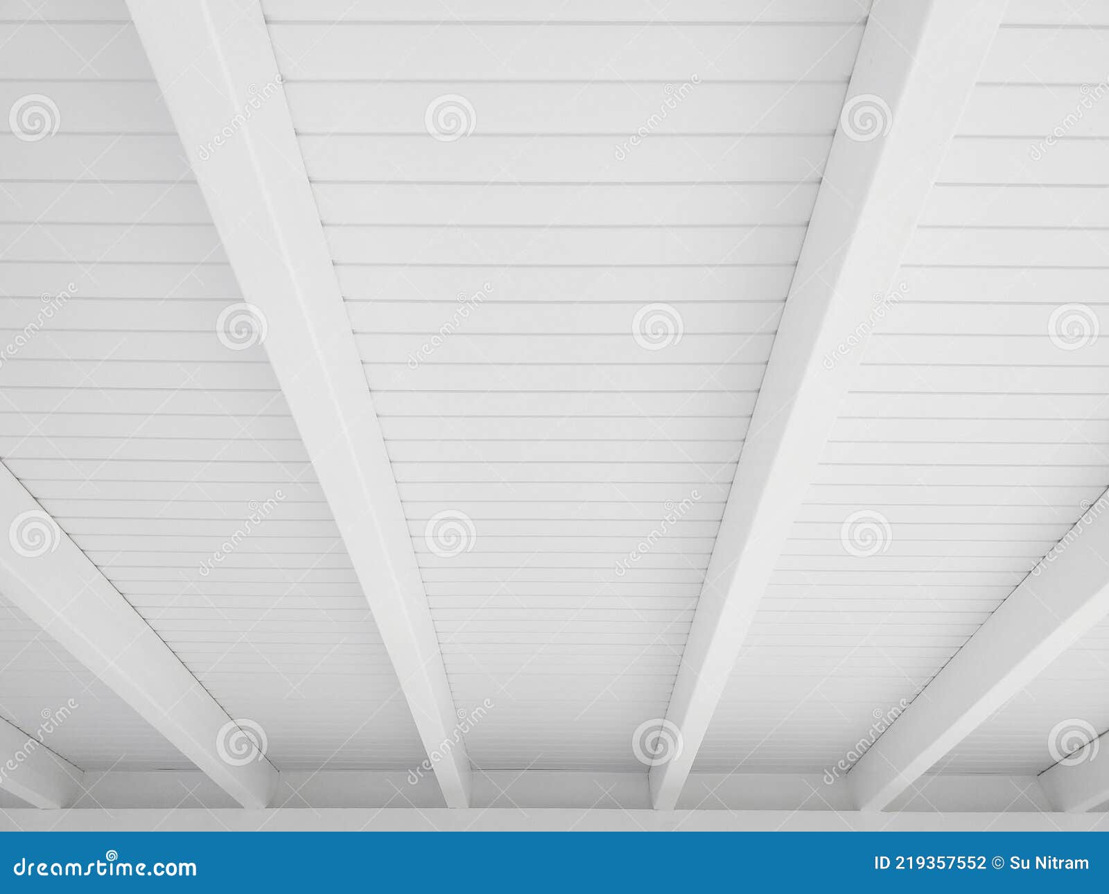 Reed White Wooden Roof Perspective Background. White Ceiling Beams ...