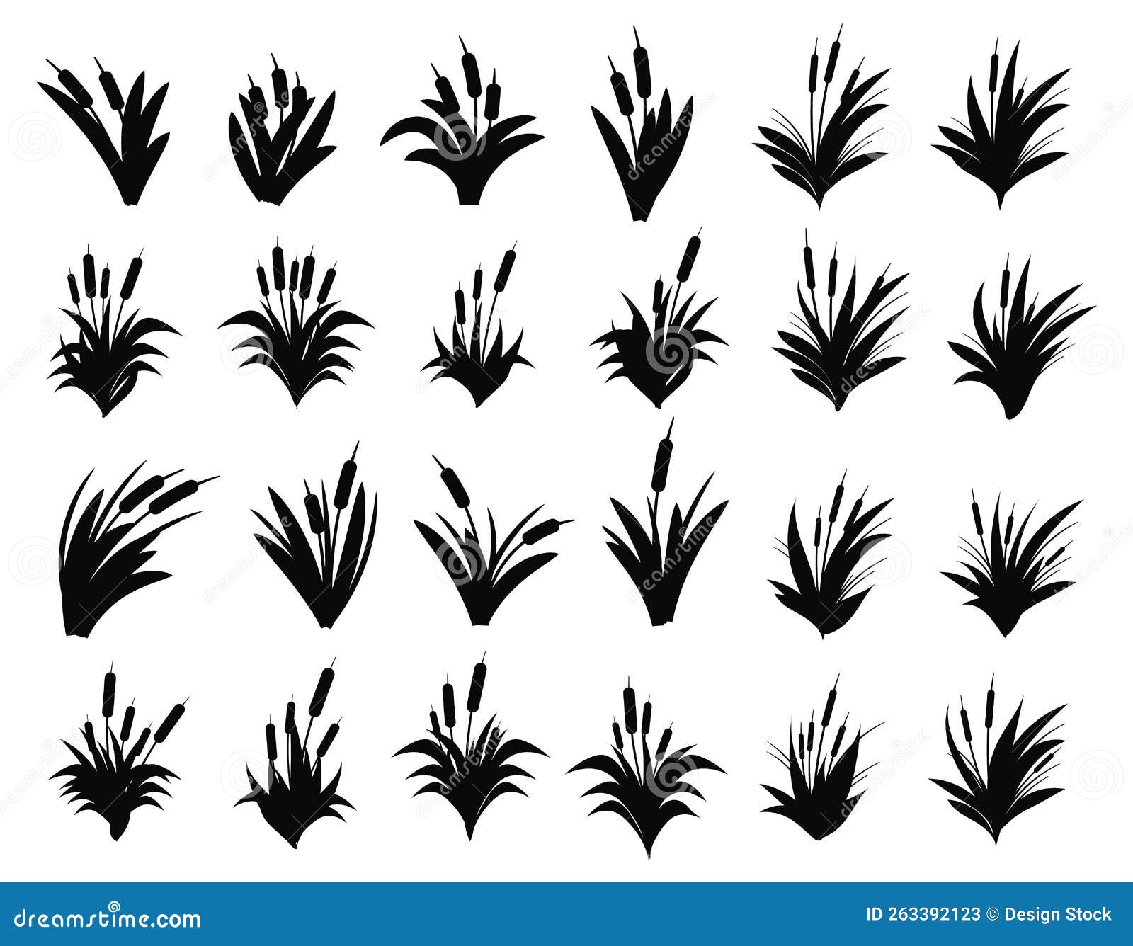 Reeds Icons Silhouettes Vector Stock Image | CartoonDealer.com #263392123