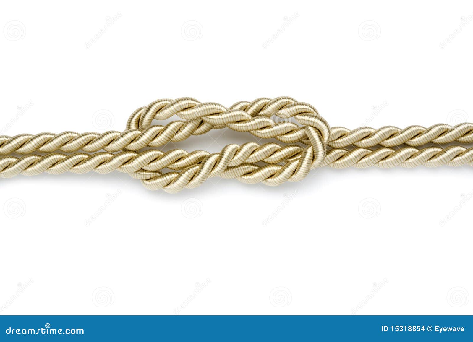 Reef knot in golden ropes stock photo. Image of cordon - 15318854