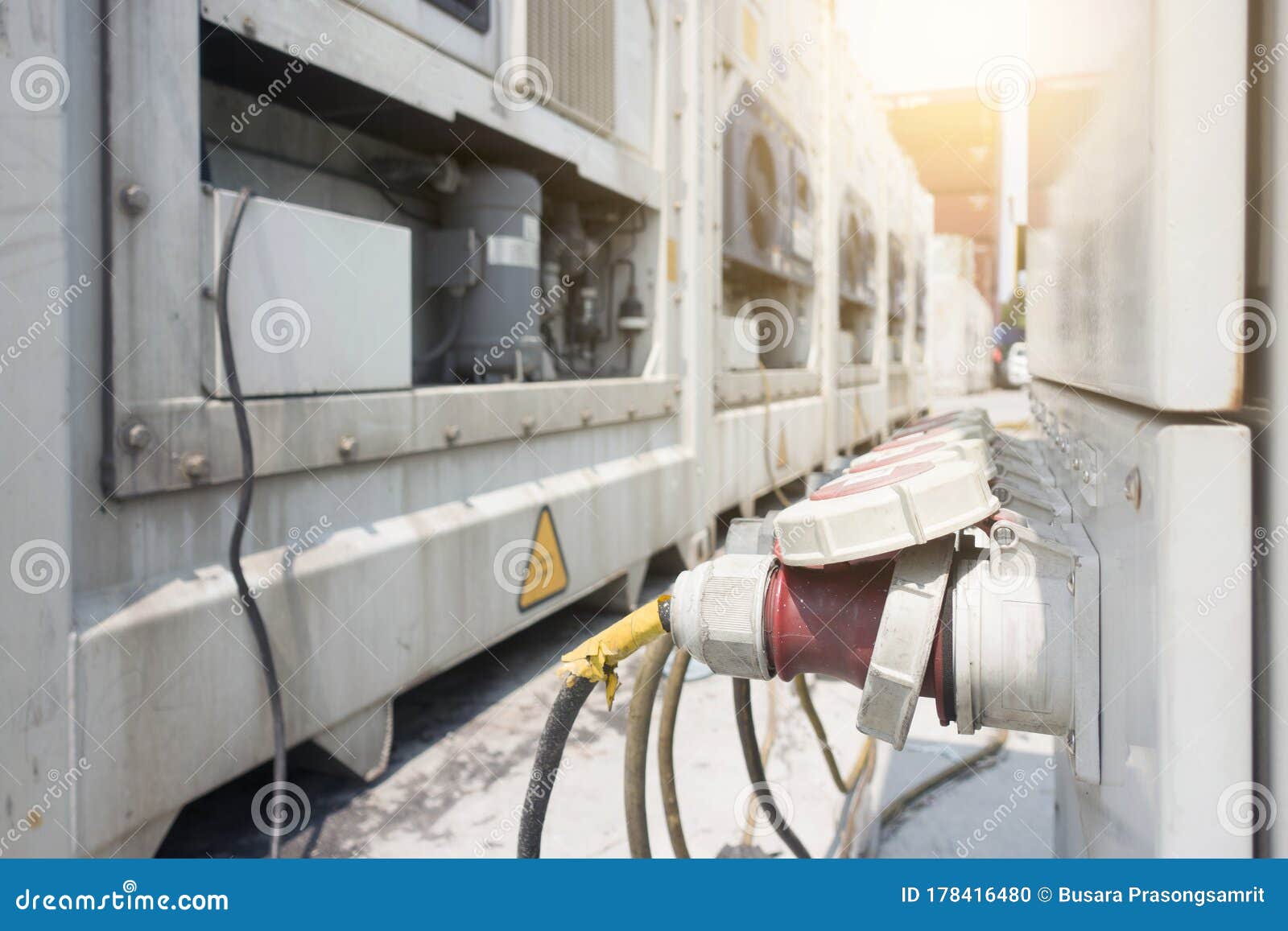 Reefer Containers are Plugging for Keep Temperature Cool for Frozen and ...