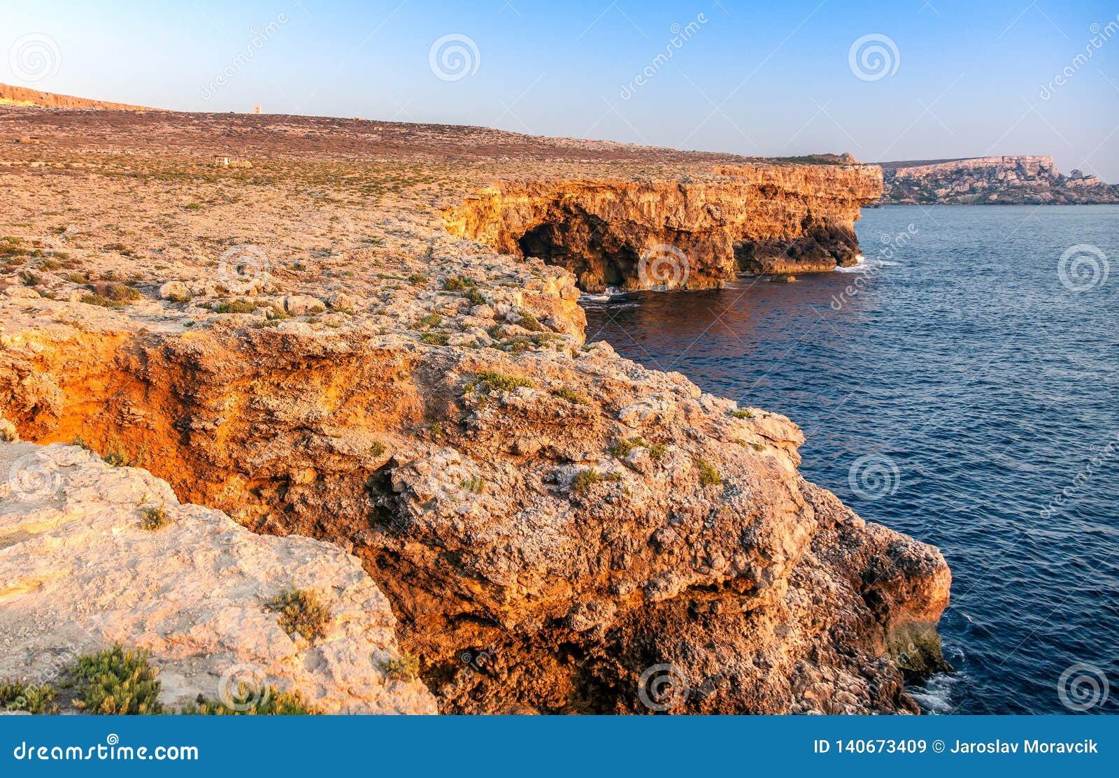 Reefs at Malta island stock image. Image of orange, mediterranean ...