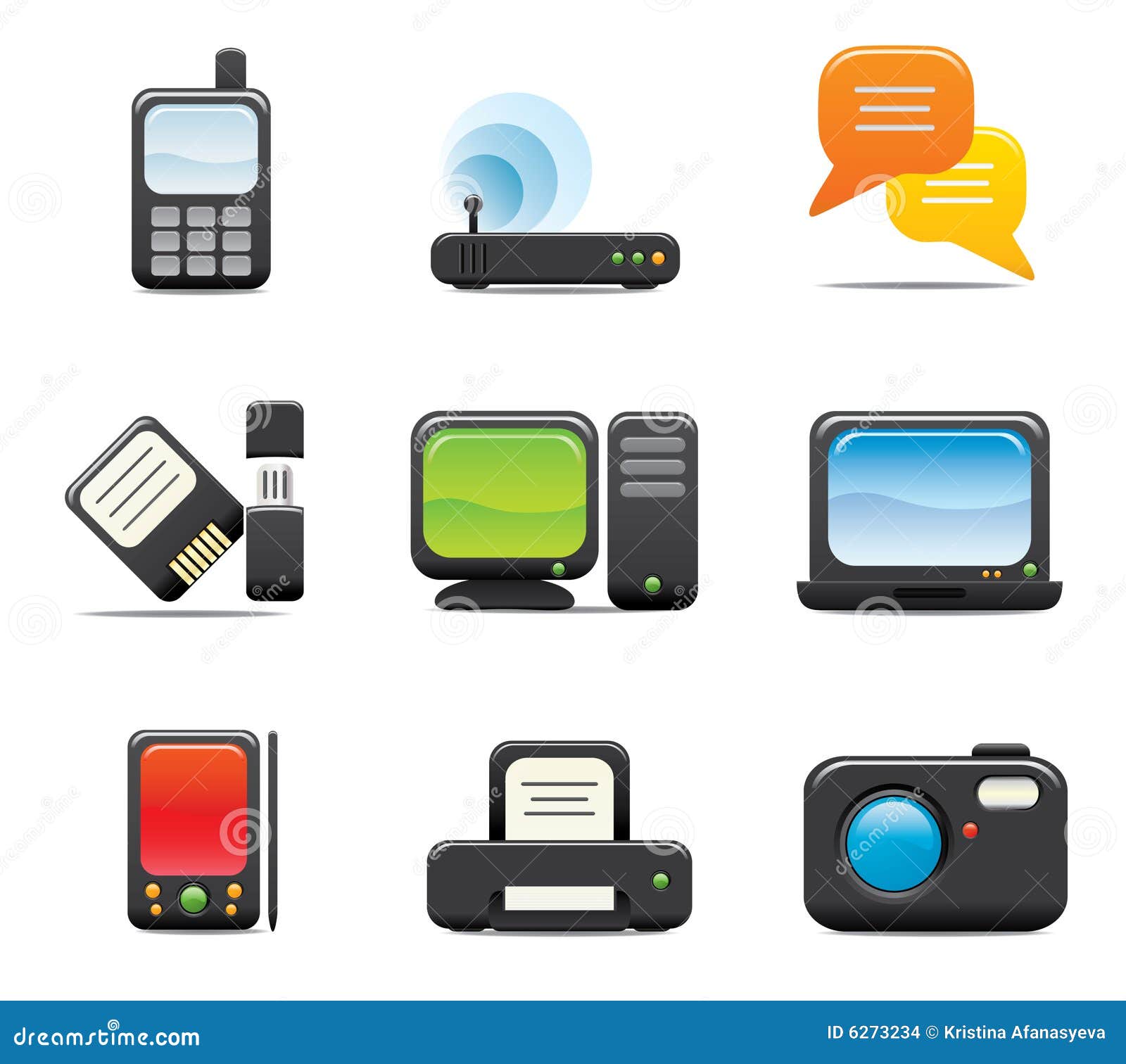 Reeks 1 Van Het Pictogram Van De Elektronische Computer Vector ...