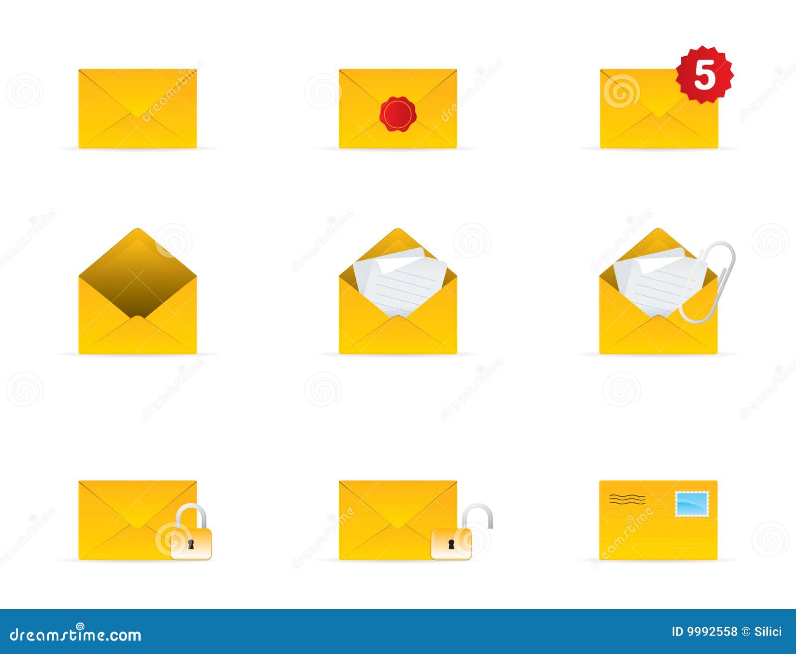 Reeks 3 Van Het Pictogram Van De Post Vector Illustratie - Illustration ...