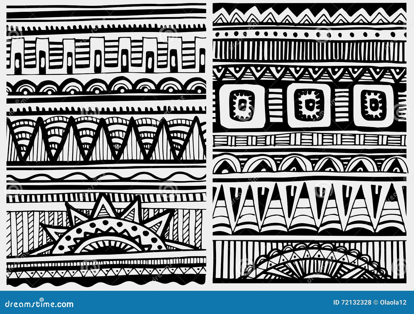 Reeks Afrikaanse patronen vector illustratie. Illustration of tekening ...