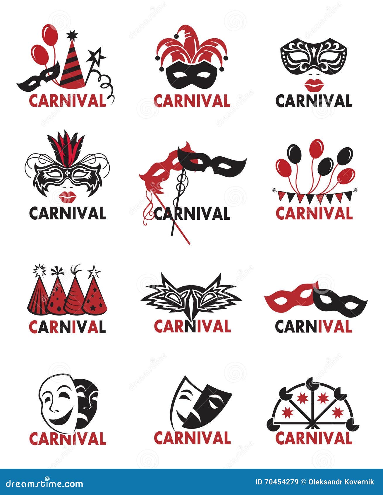 Reeks Carnaval-emblemen vector illustratie. Illustration of opera ...