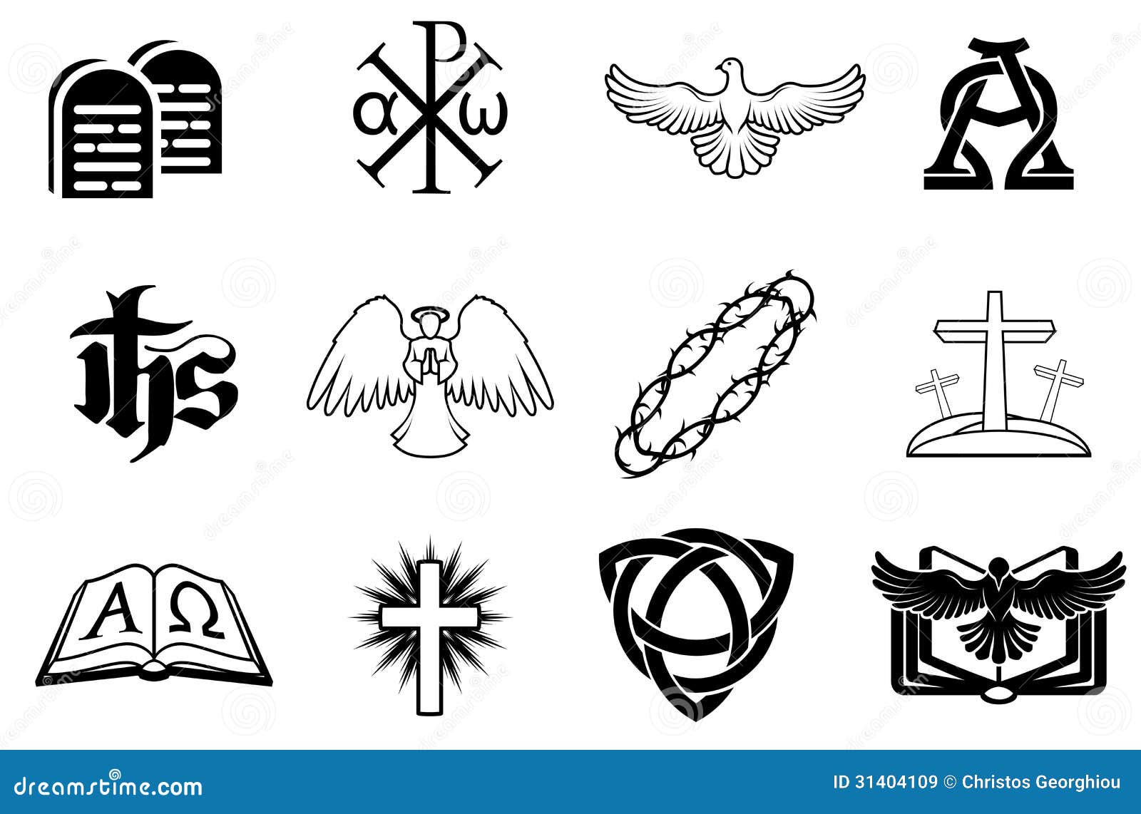 Reeks Christelijke Pictogrammen Vector Illustratie - Illustration of ...