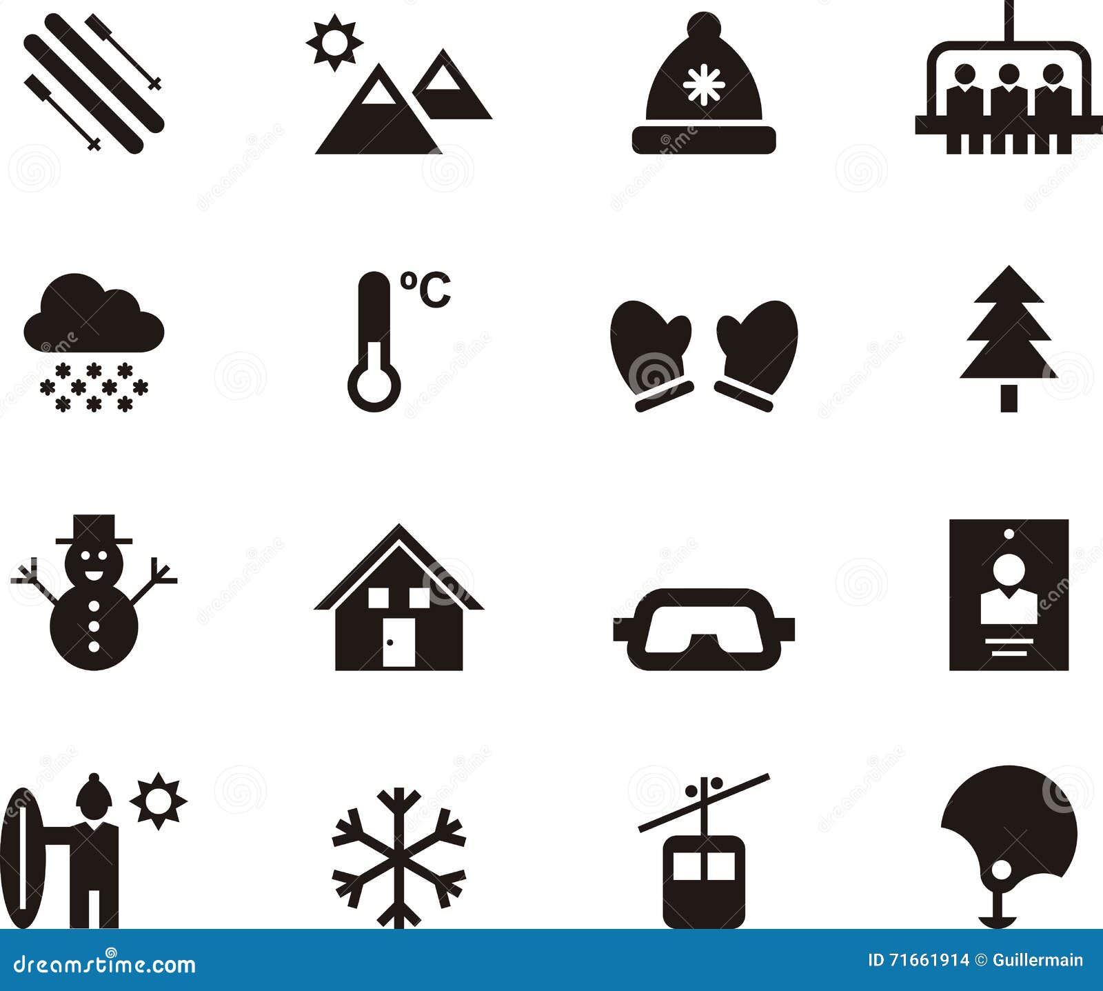 Reeks De Winter En Het Ski?en Webpictogrammen Vector Illustratie ...